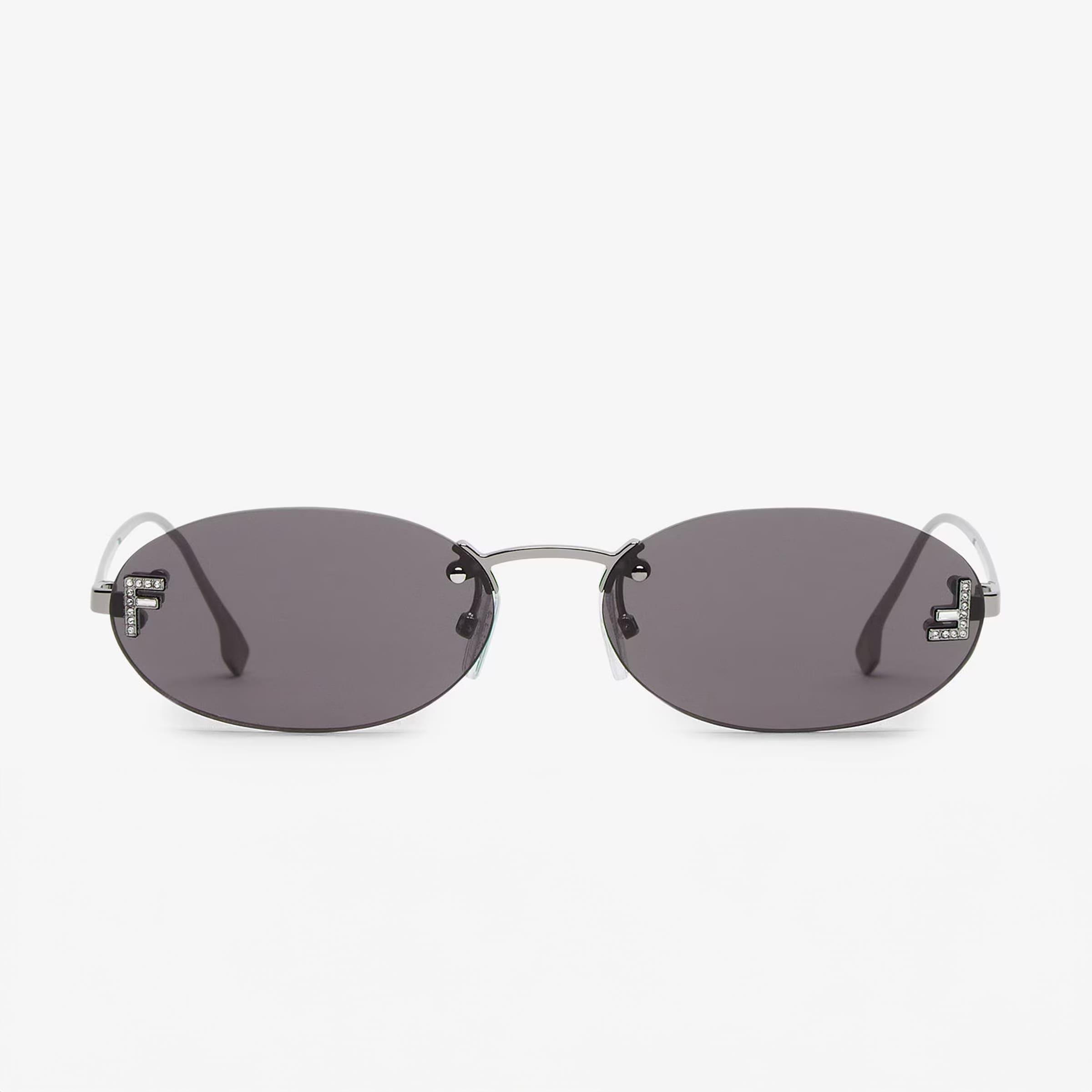 Fendi First Crystal Oval Metalik Kadın Güneş Gözlüğü | Brandeyes